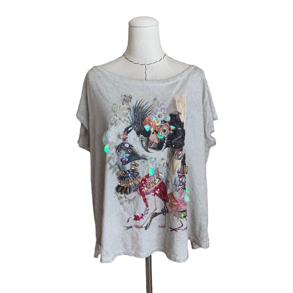All Saints | Tops | Rare All Saints Hand Sequin Bead Embellished Bird ...